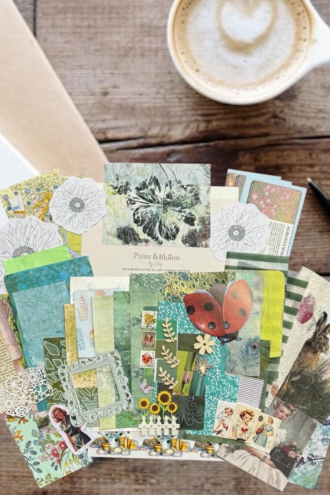 Green Botanical Collage Paper Pack | Junk Journal Ephemera Kit | Mixed ...