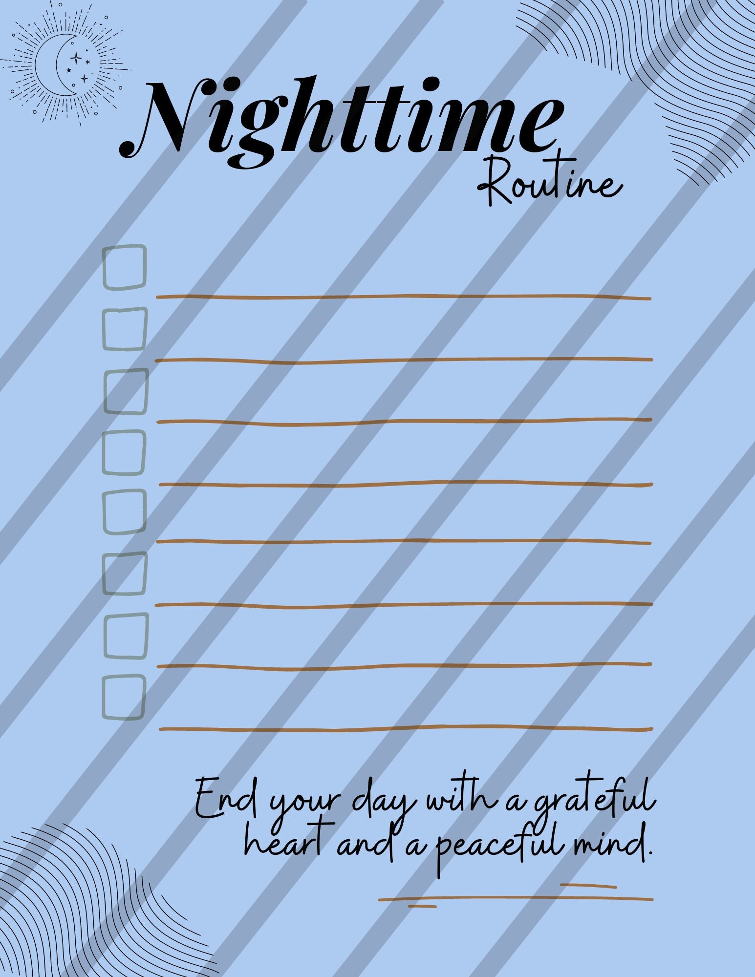Digital Nighttime Routine Planner Template! Printable - Etsy
