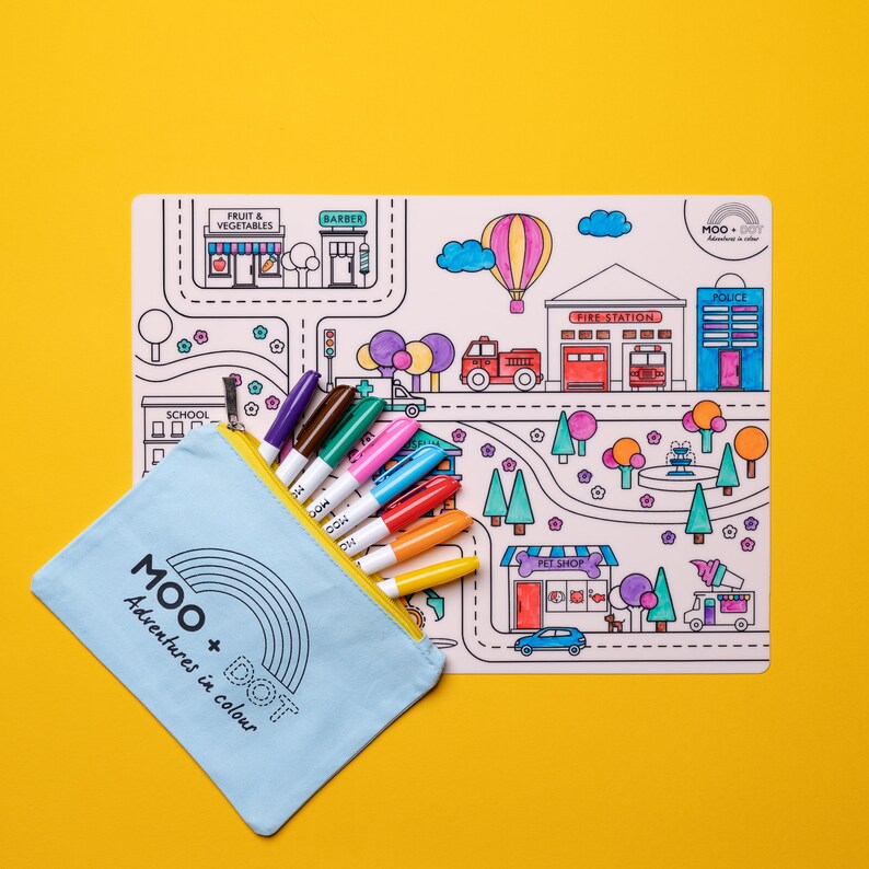 Town Map Reusable Silicone Colouring Mat - Etsy