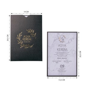 Marble Pattern White Wedding Invitation Card With Gold Foiled Monogram ...