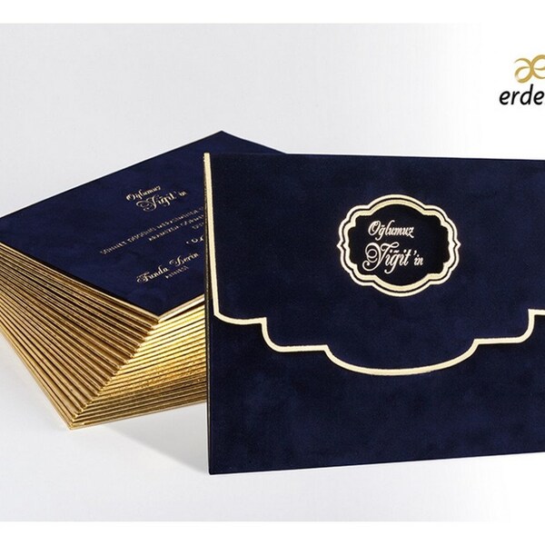 Dark Blue Velvet Invitation - Etsy