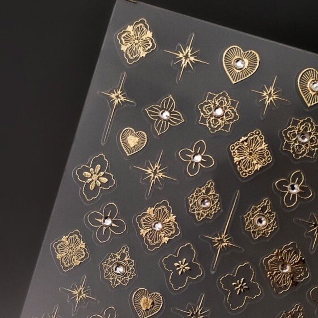 Fancy Gold Embossed Pattern Design Nail Deco Sticker | Kawaii Nail ...