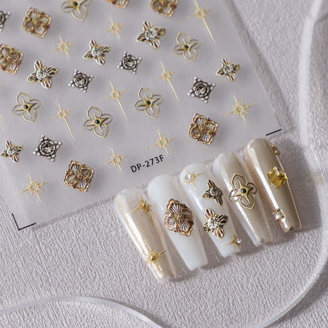 Fancy Gold Embossed Pattern Design Nail Deco Sticker | Kawaii Nail ...