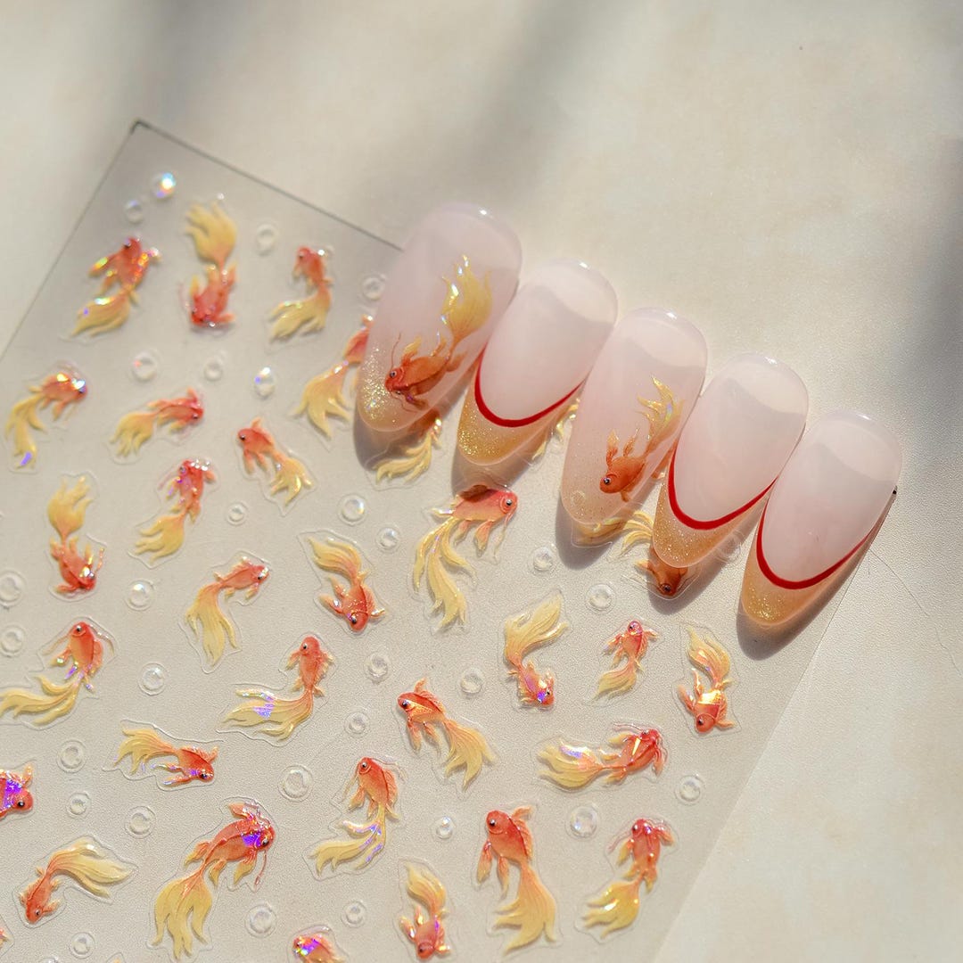 Goldfish Bubble Nail Deco Sticker | Nail DIY | 5D Self-adhesive Nail ...