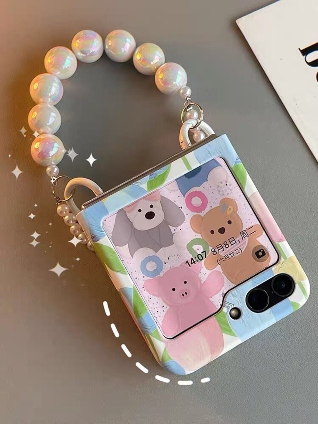 Pearl and Floral Z Flip 5 Case Kawaii Cartoon Z Flip Phone Case - Etsy