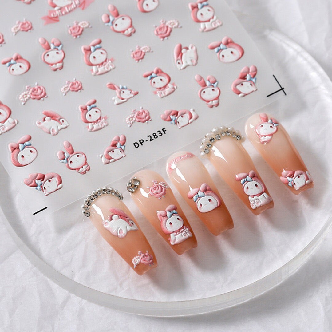 Cartoon Melody Nail Deco Sticker Kawaii Nail Decals 5D Nails 3D Nails ...