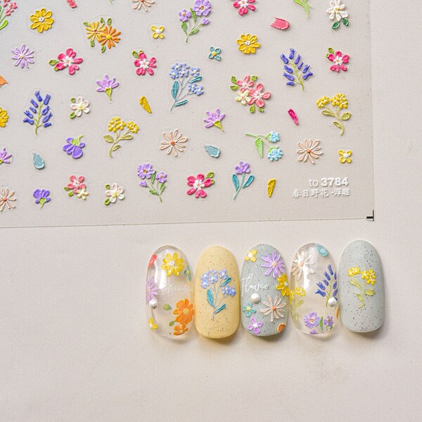 20 Sheets/set 3D Golden Nail Stickers Aesthetic Nail Sticker Nail Decal ...