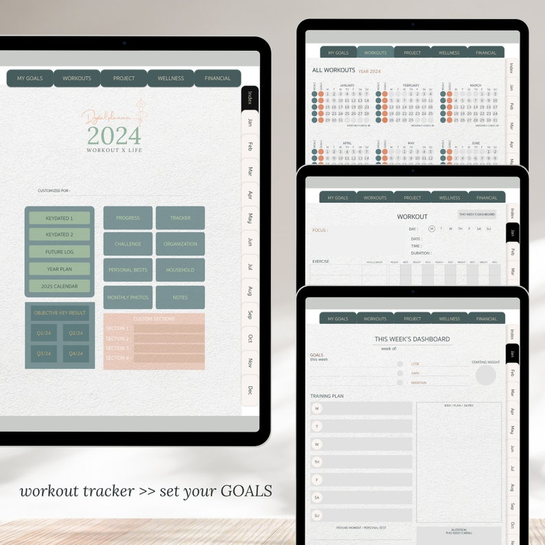 Digital Workout X Life Planner Journal 2024 Workout, Gym, Goodnotes ...