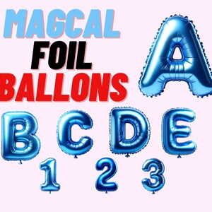 Blue Foil Balloon Set - Complete Alphabet A-Z and Numbers 0-9 for ...