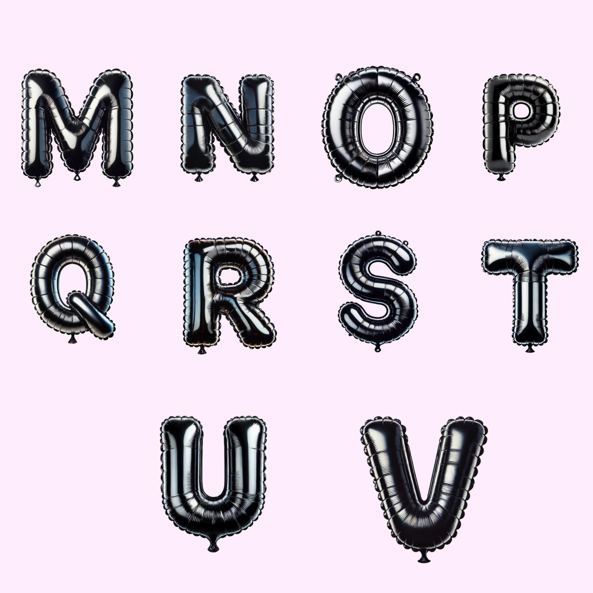 Black Foil Balloon Set Complete Alphabet A-Z and Numbers 0-9 for ...