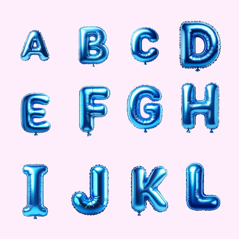 Blue Foil Balloon Set - Complete Alphabet A-Z and Numbers 0-9 for ...