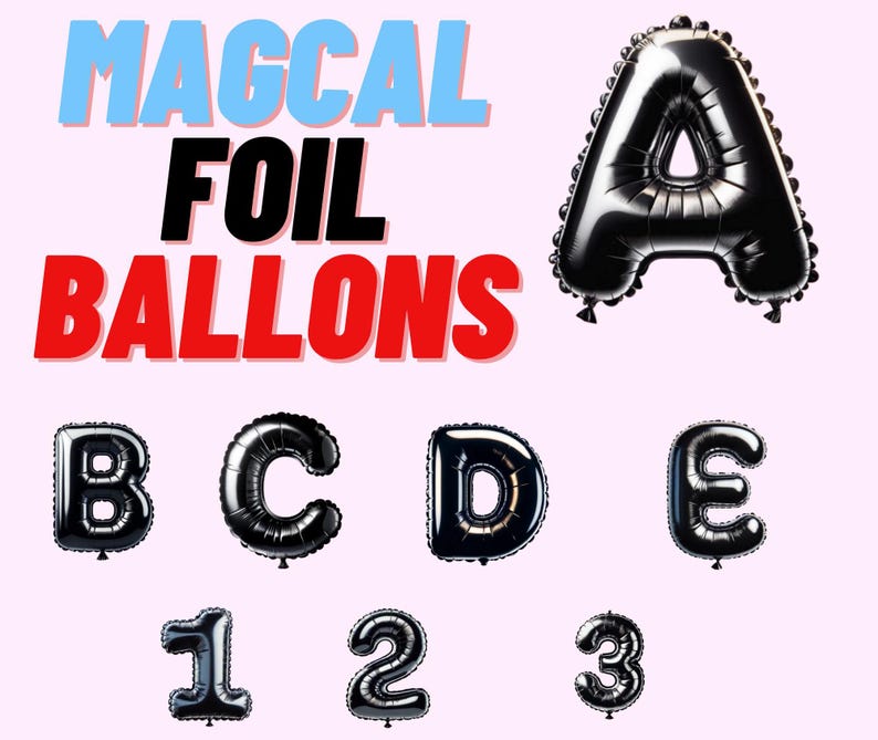 Black Foil Balloon Set - Complete Alphabet A-Z and Numbers 0-9 for ...