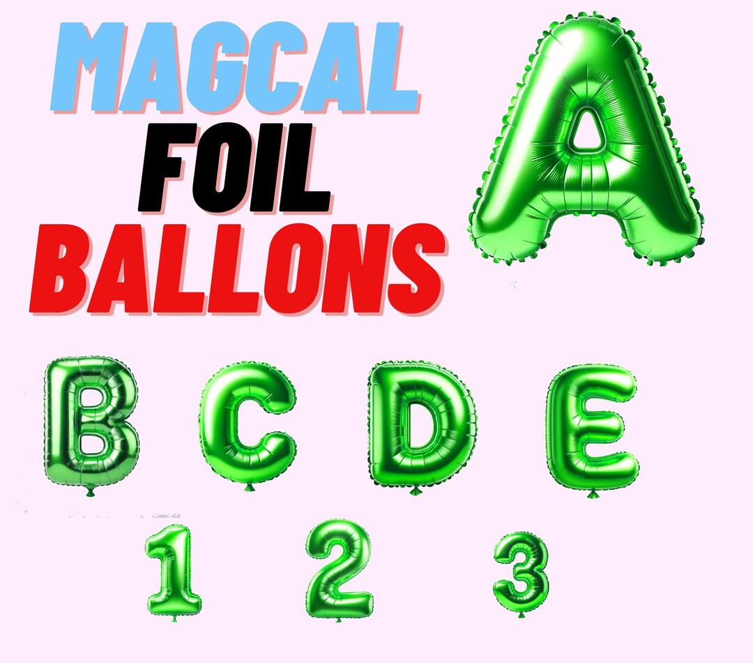 Green Foil Balloon Set - Complete Alphabet A-Z and Numbers 0-9 for ...