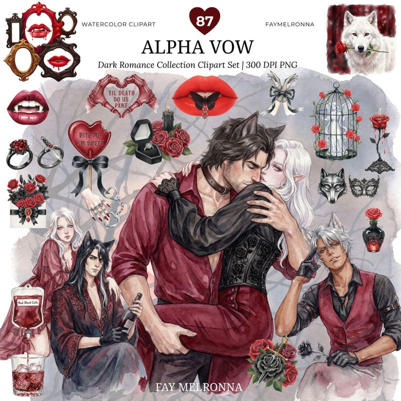Alpha Vow Watercolor Clipart | Vampire X Werewolf | Enemies to Lovers ...