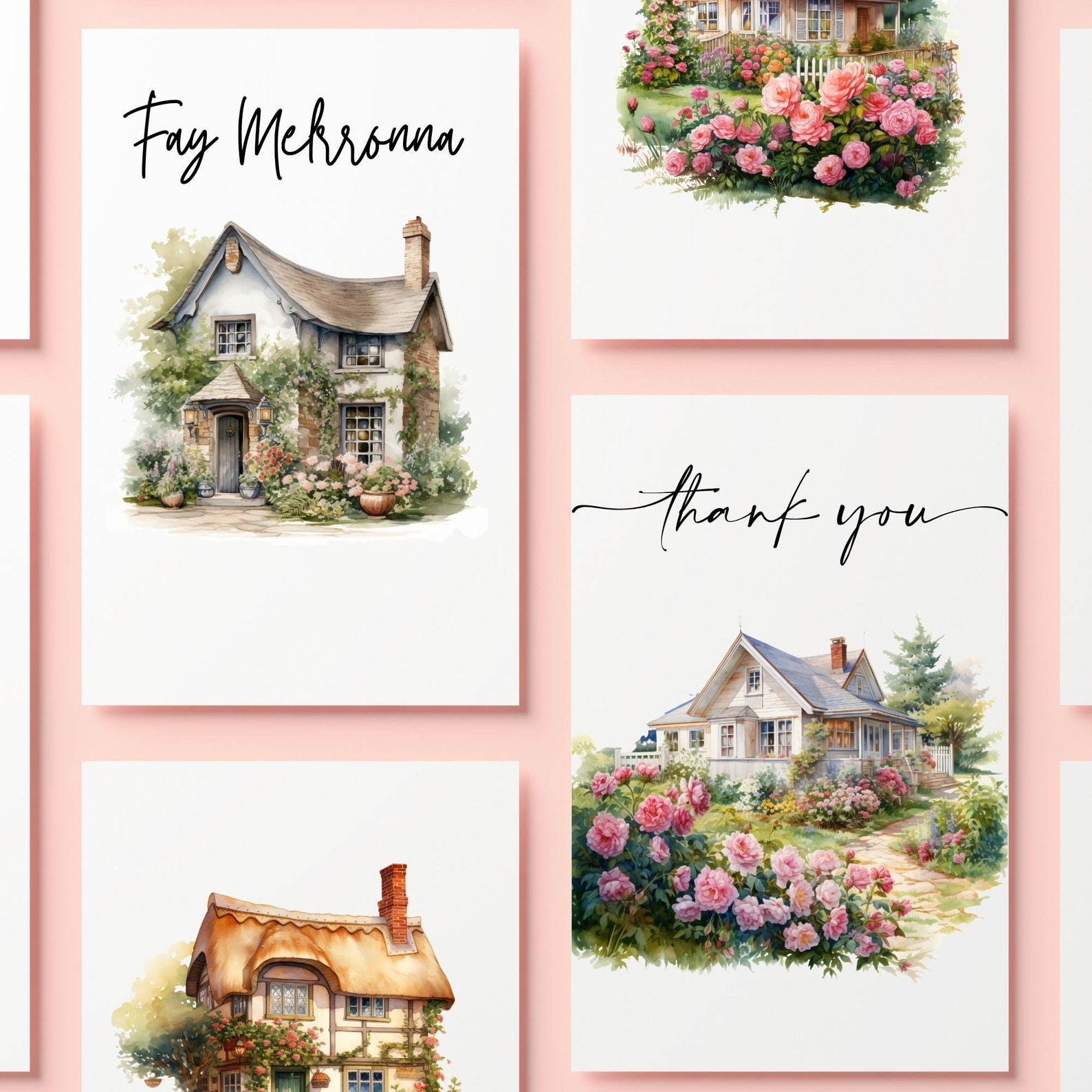 18 English Cottages Clipart, Watercolour Clipart, Cottagecore Png ...