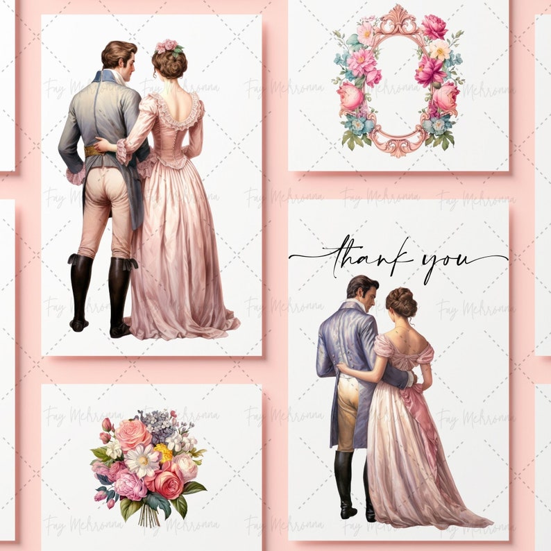 Regency Couple in Love PNG Clip Art, Couple Clip Art, Couple Watercolor ...