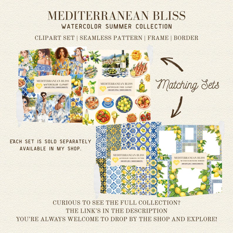 Watercolor Mediterranean Frame Border Clipart, Card Lemon Tile, Sicily ...