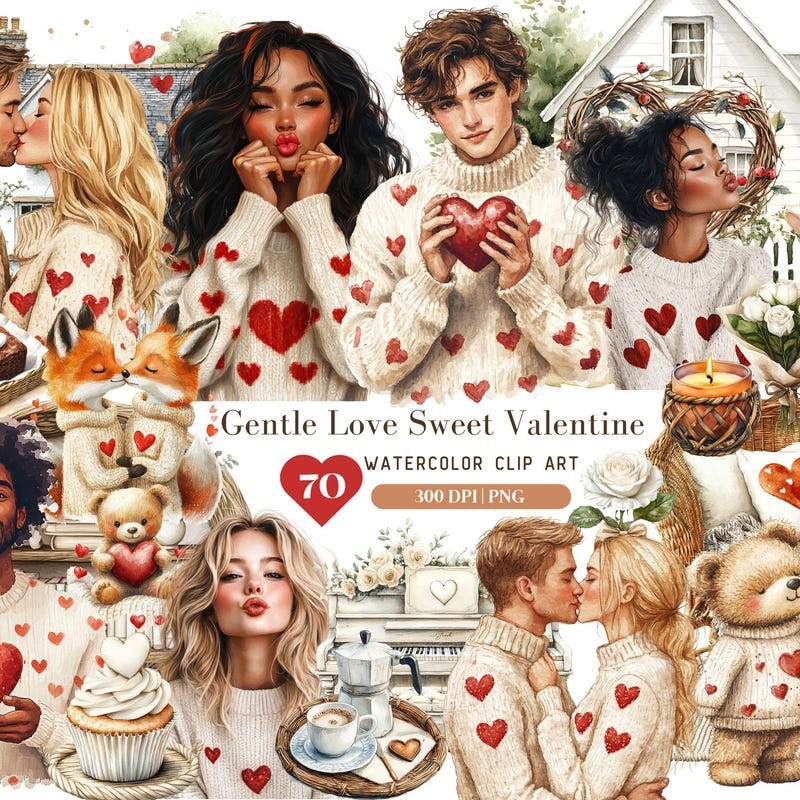 Watercolor Valentine - Etsy