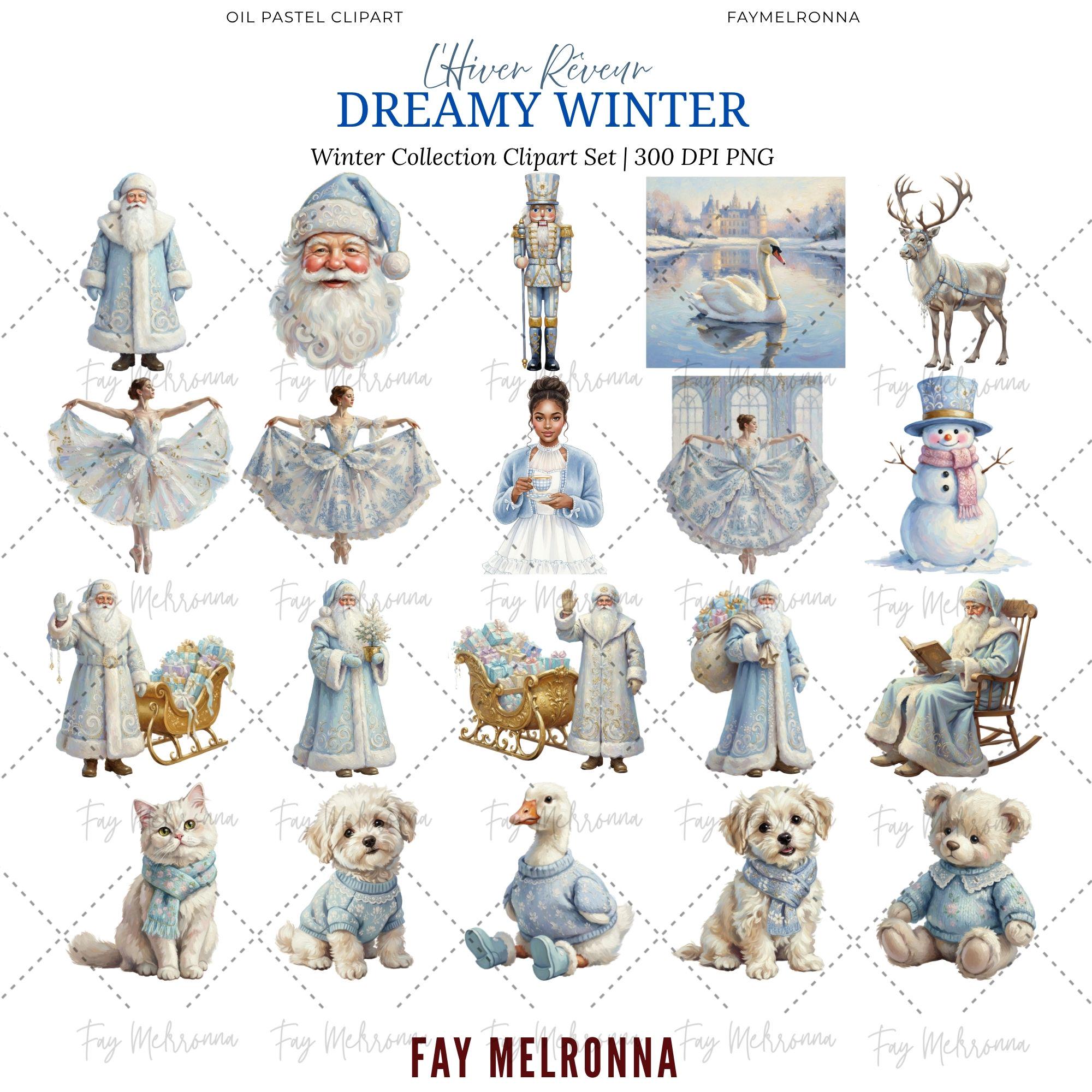 Dreamy Winter Clipart Set PNG Bundle ,elegant Rococo Winter Graphics ...