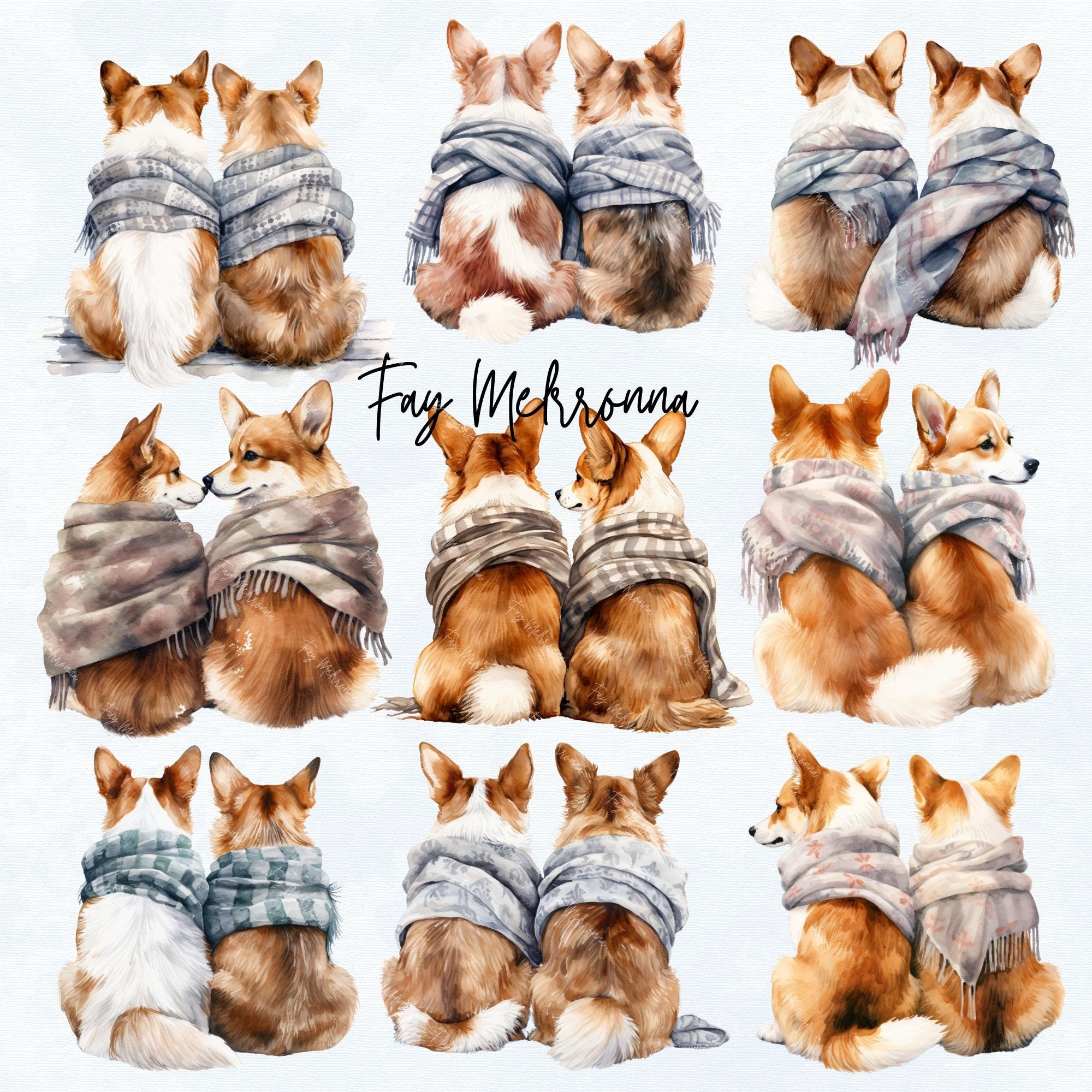13 Winter Corgi Couple PNG Corgi Clipart Christmas Clipart Dog Clipart ...