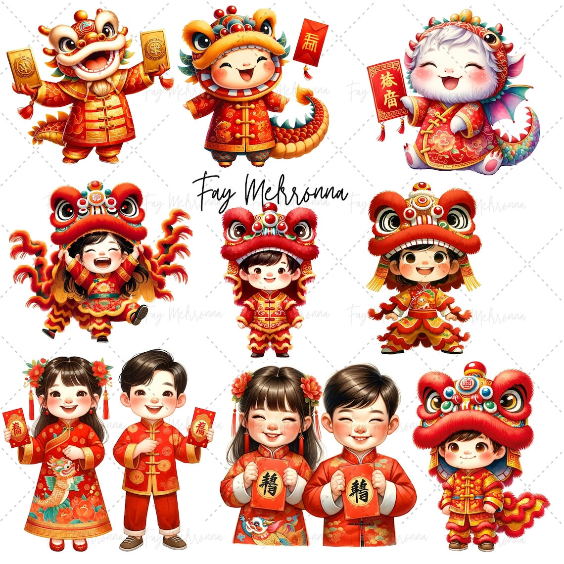 26 Chinese New Year PNG Clip Art,new Year Clip Art,dragon Watercolor ...