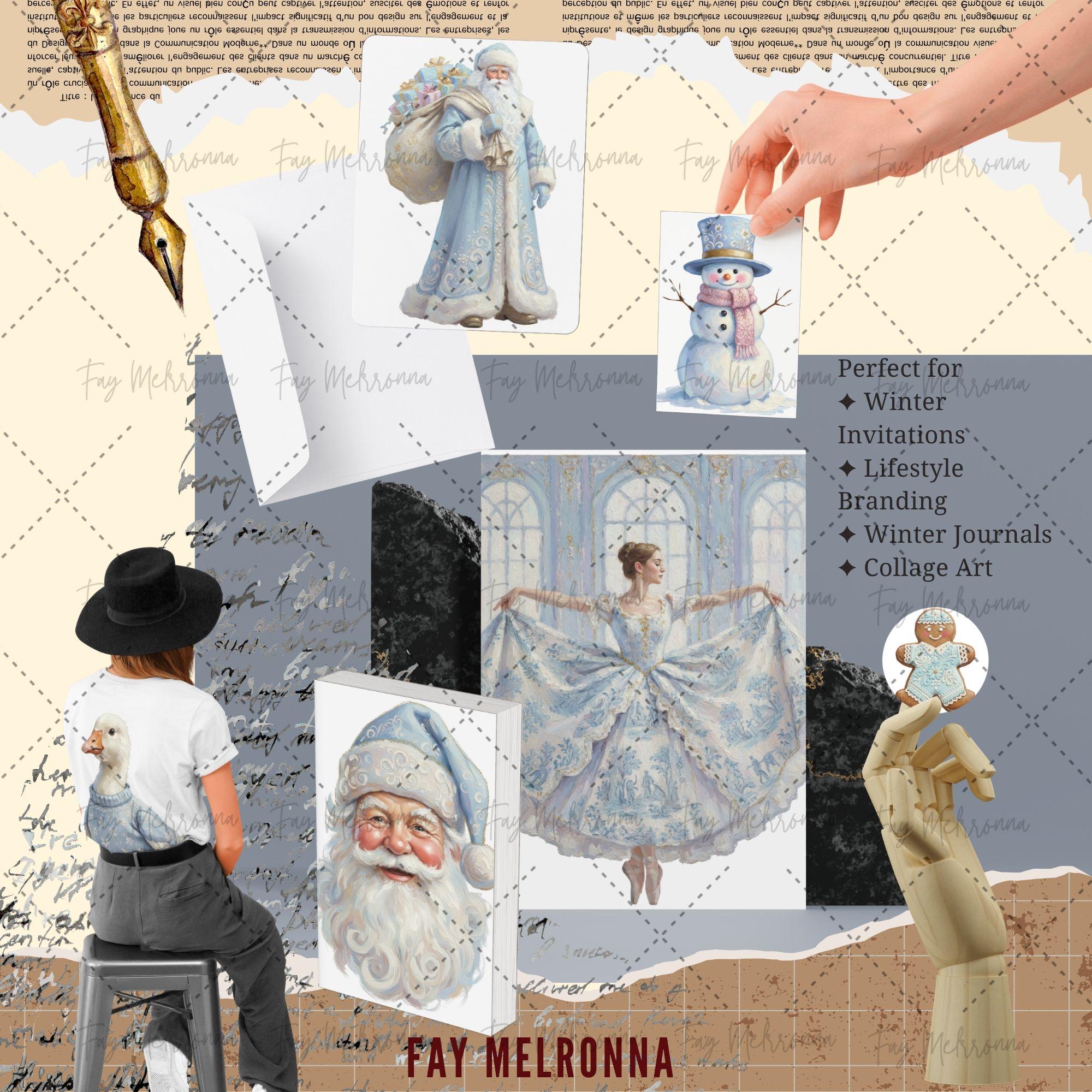Dreamy Winter Clipart Set PNG Bundle ,elegant Rococo Winter Graphics ...
