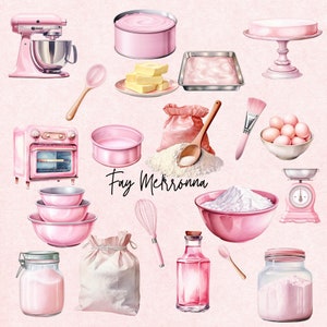 34 Retro Baking in Pink PNG, Bakery Clipart, Retro Clipart, Food ...