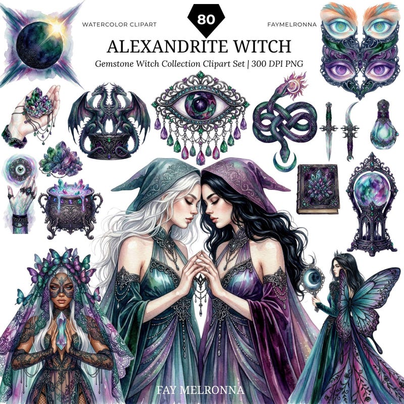 Witch Crystal Watercolor - Etsy