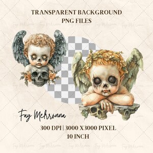 Dark Haunted Cherub Halloween Vintage PNG Clip Art, Cupid Clip Art ...