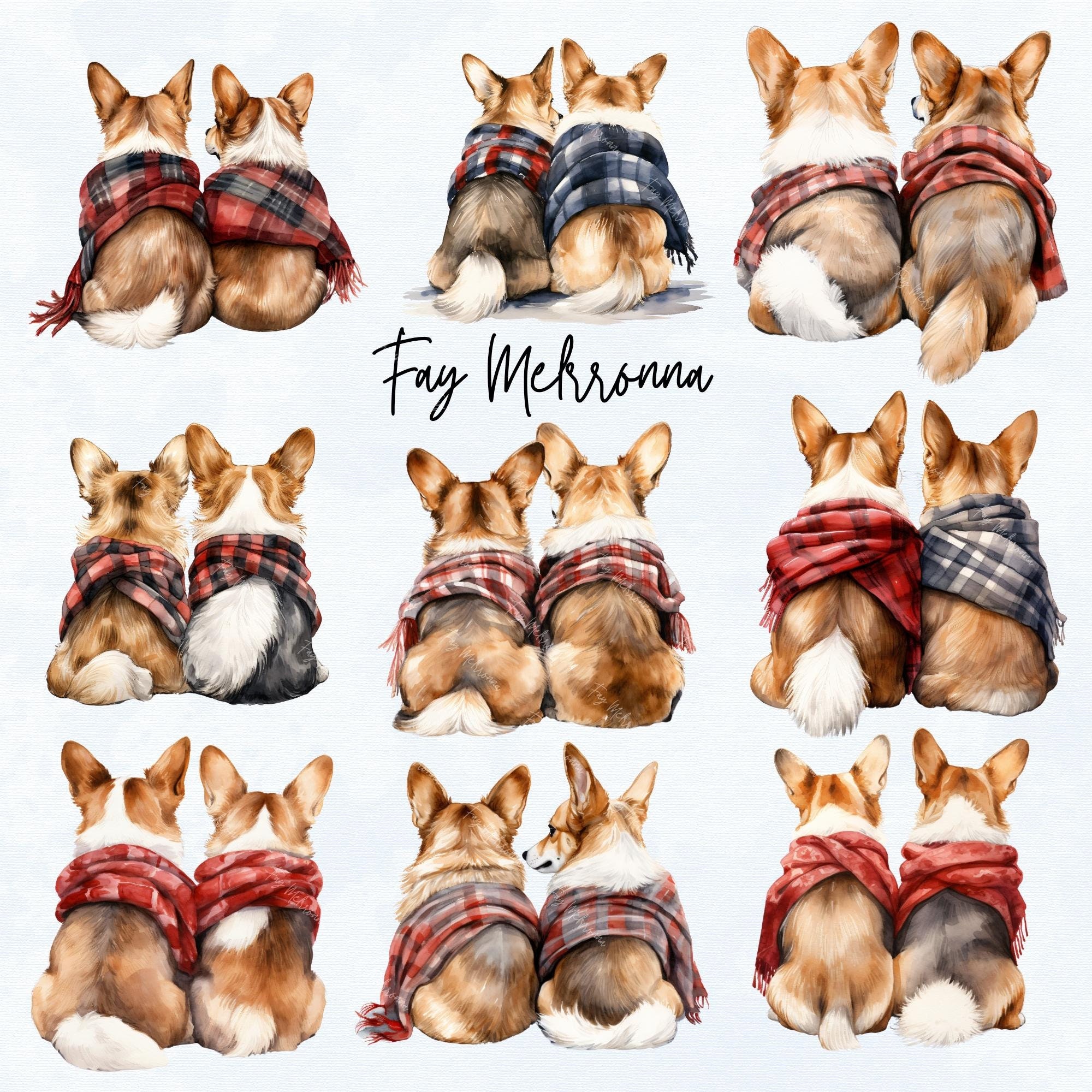 13 Winter Corgi Couple PNG Corgi Clipart Christmas Clipart Dog Clipart ...