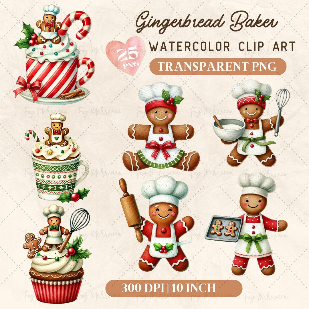 25 Gingerbread Baker Christmas PNG | Gingerbread Clipart | Christmas ...