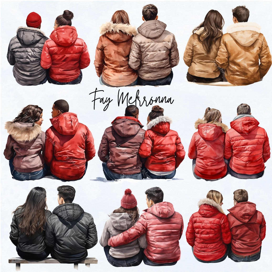 27 Winter Couple in Love PNG Clip Art | Couple Clip Art | Couple ...