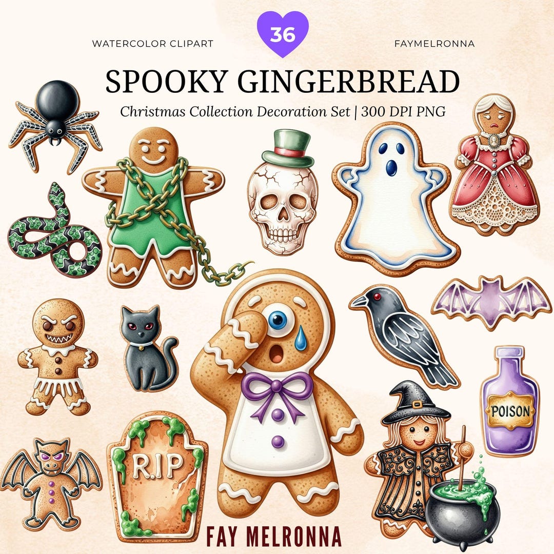 Spooky Gingerbread Christmas PNG | Gothic Gingerbread Cookies ...