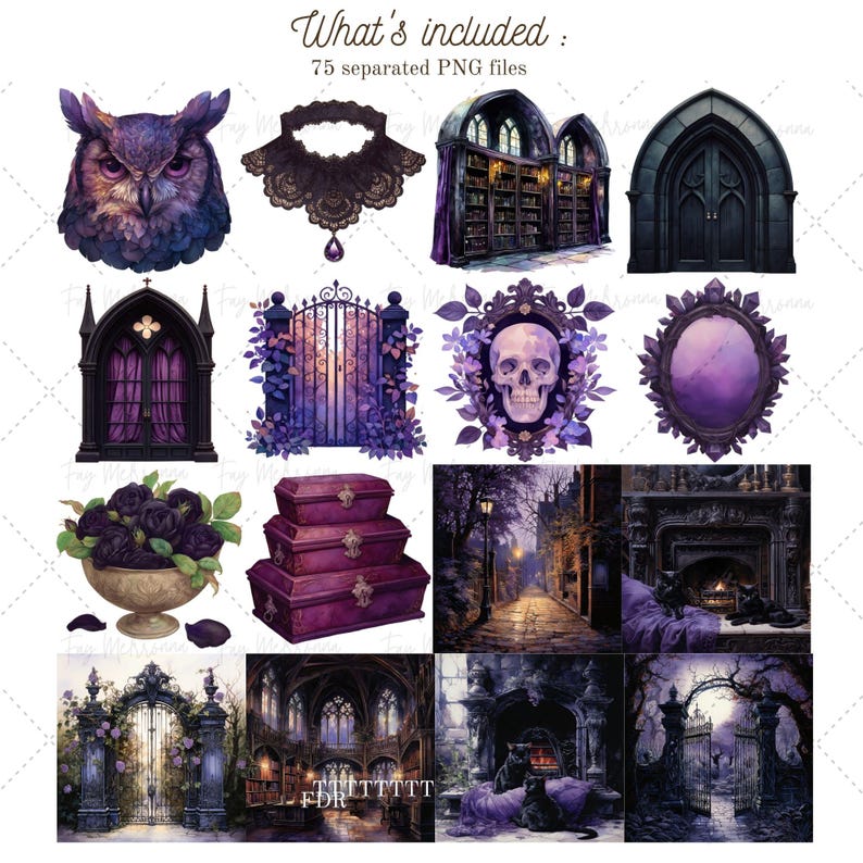 Watercolor Dark Poet Clipart Bundle, Gothic Writer PNG, Vintage Planner ...
