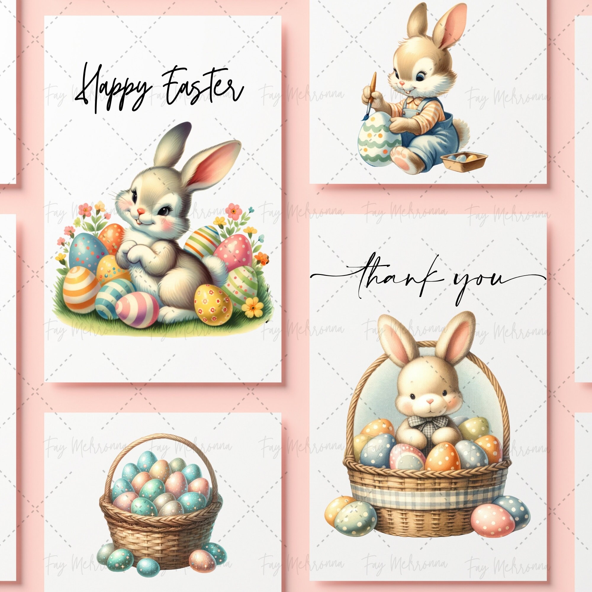 Easter Bunny Vintage Retro PNG Clip Art, 1950 Clip Art,easter ...