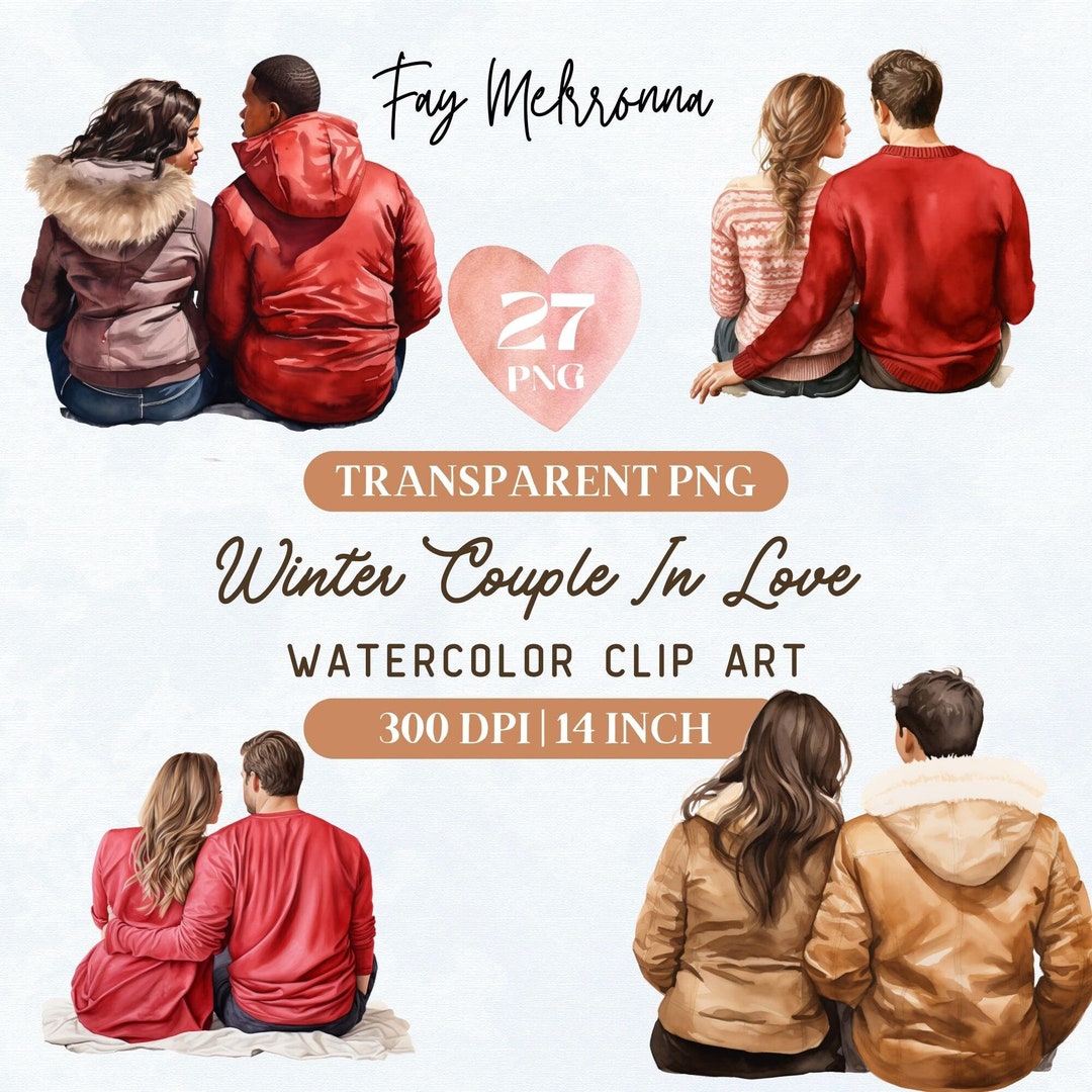 27 Winter Couple in Love PNG Clip Art | Couple Clip Art | Couple ...