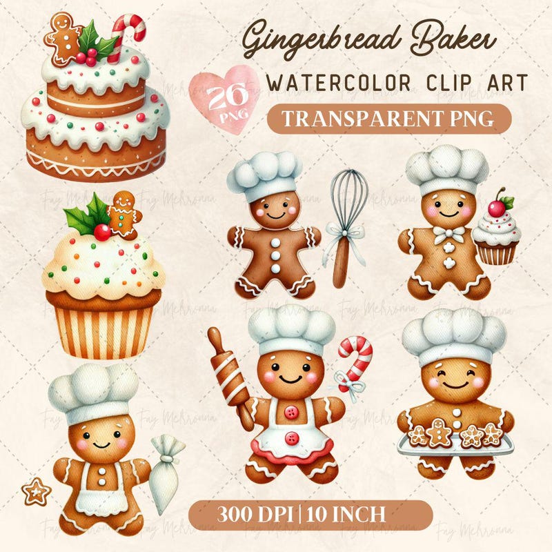 Gingerbread Clipart - Etsy