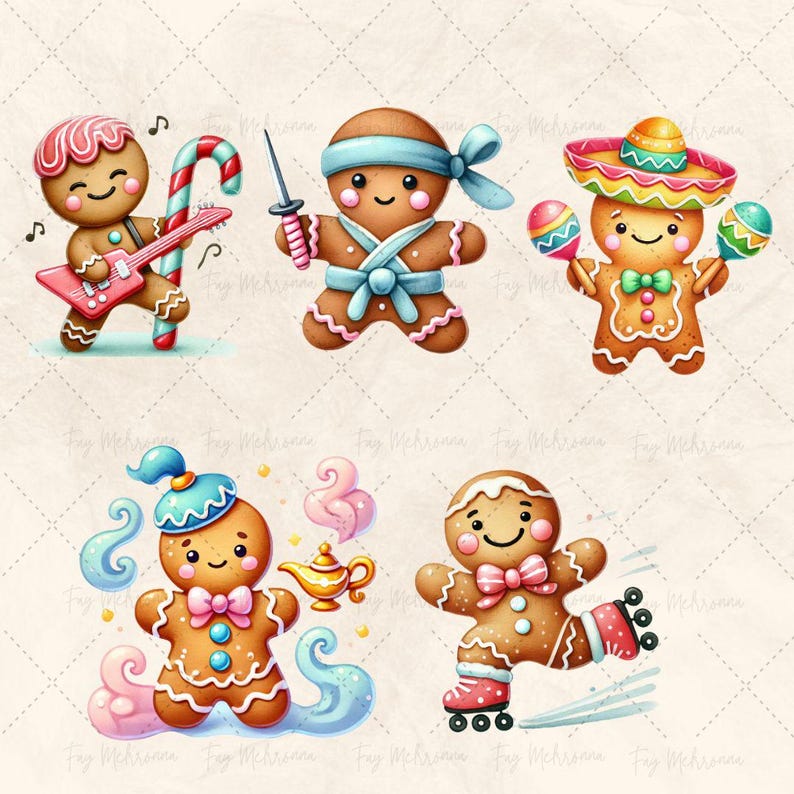 24 Quirky Gingerbread Christmas PNG | Gingerbread Clipart | Christmas ...