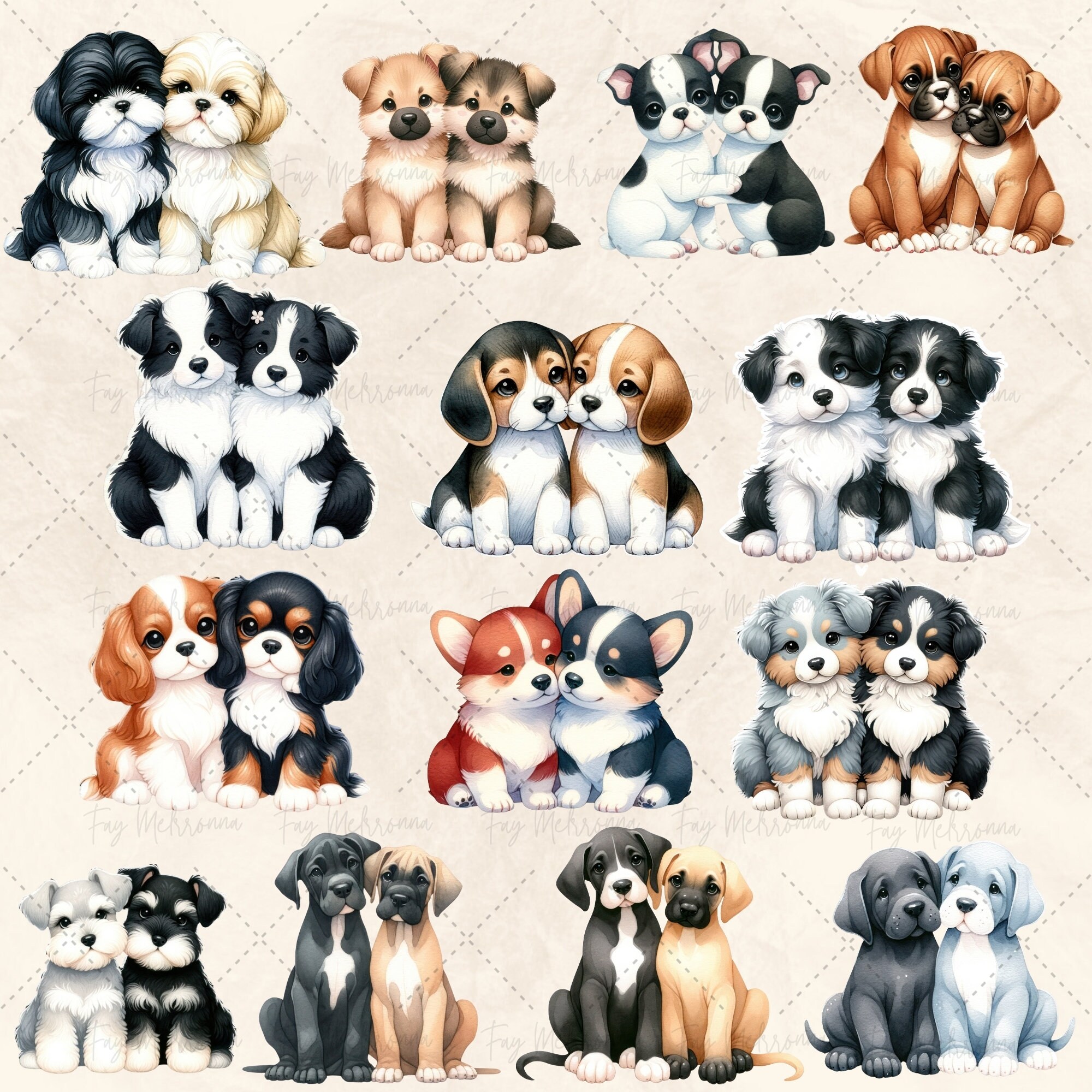 Puppy Doggy Couple in Love PNG Clipart, Couple Clip Art, Couple ...