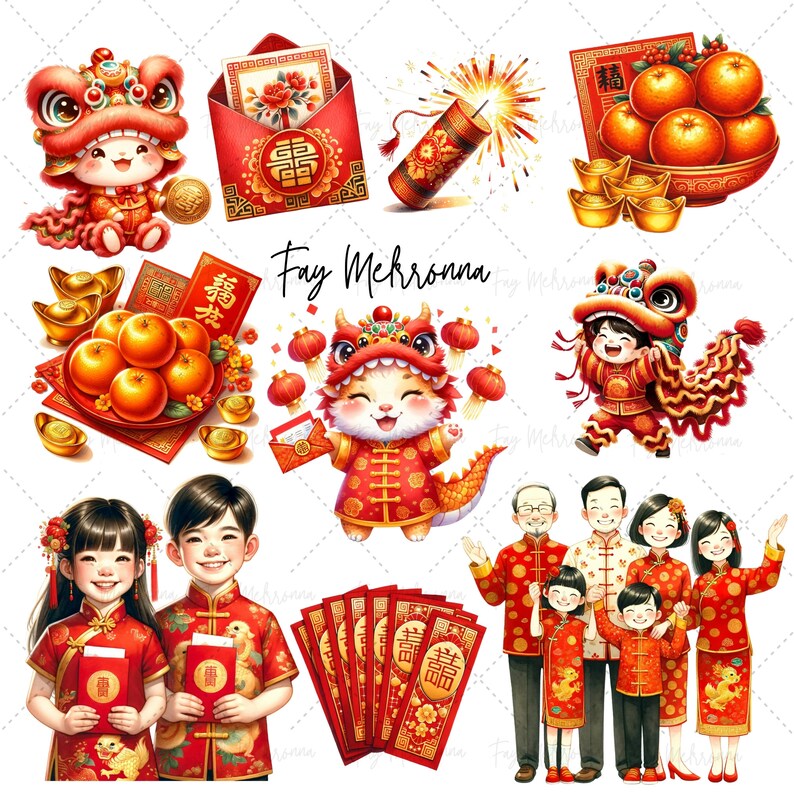 26 Chinese New Year PNG Clip Art,new Year Clip Art,dragon Watercolor ...
