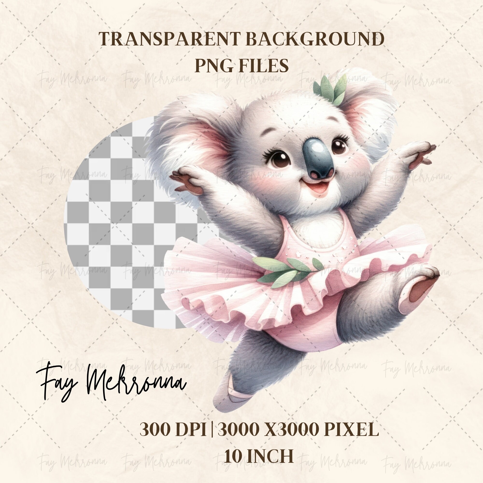 Watercolor Ballerina Koala PNG Bundle, Digital Crafts Designs ...