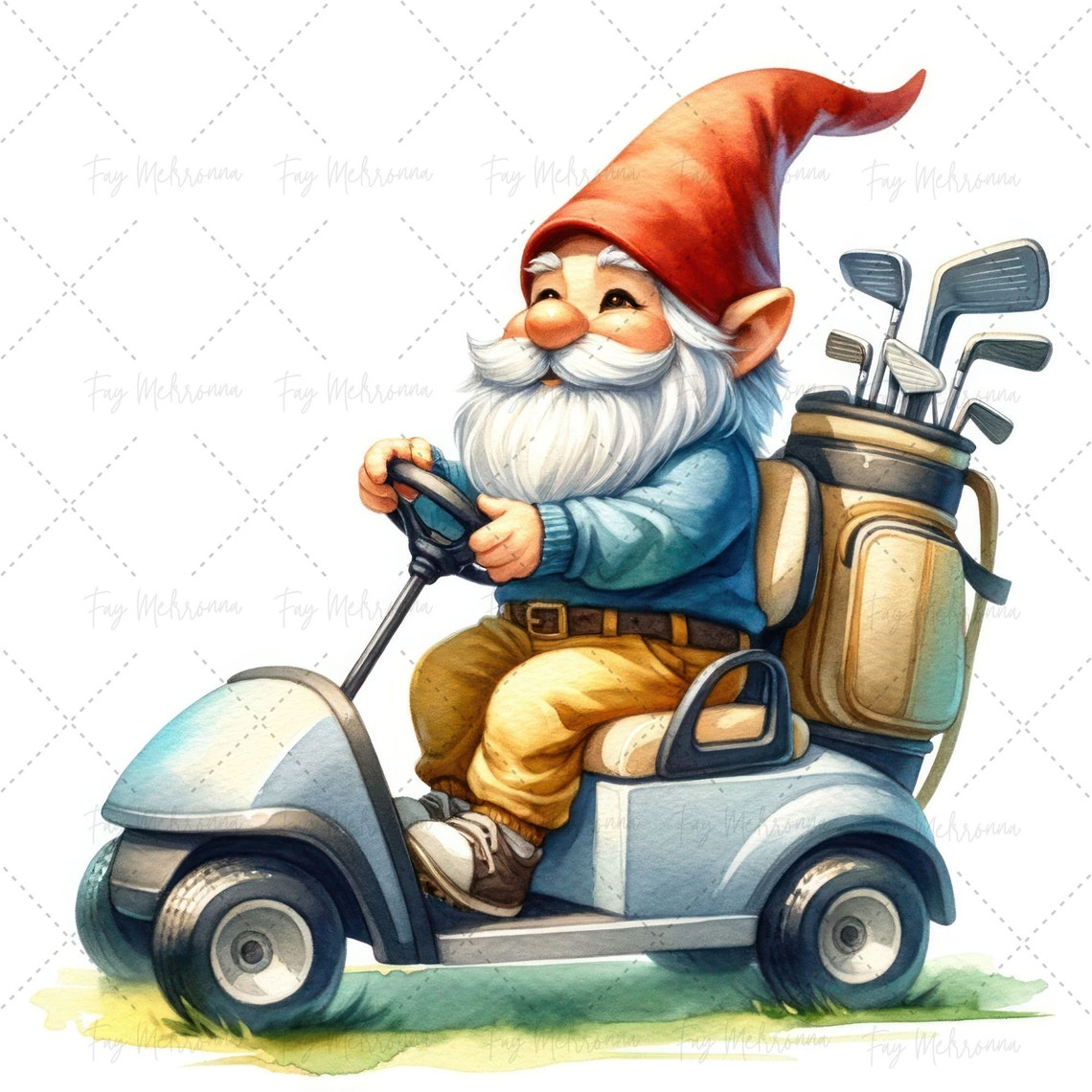 Golf Gnome JPG, Golf Gnome Watercolor Clipart, Sports Gnome, Golf JPG ...