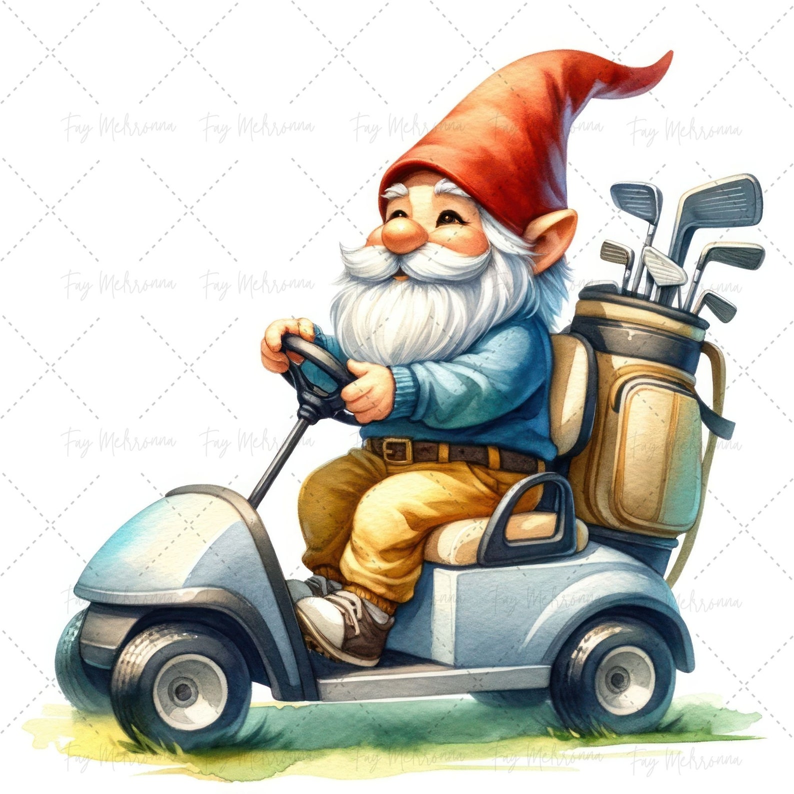 Golf Gnome JPG, Golf Gnome Watercolor Clipart, Sports Gnome, Golf JPG ...