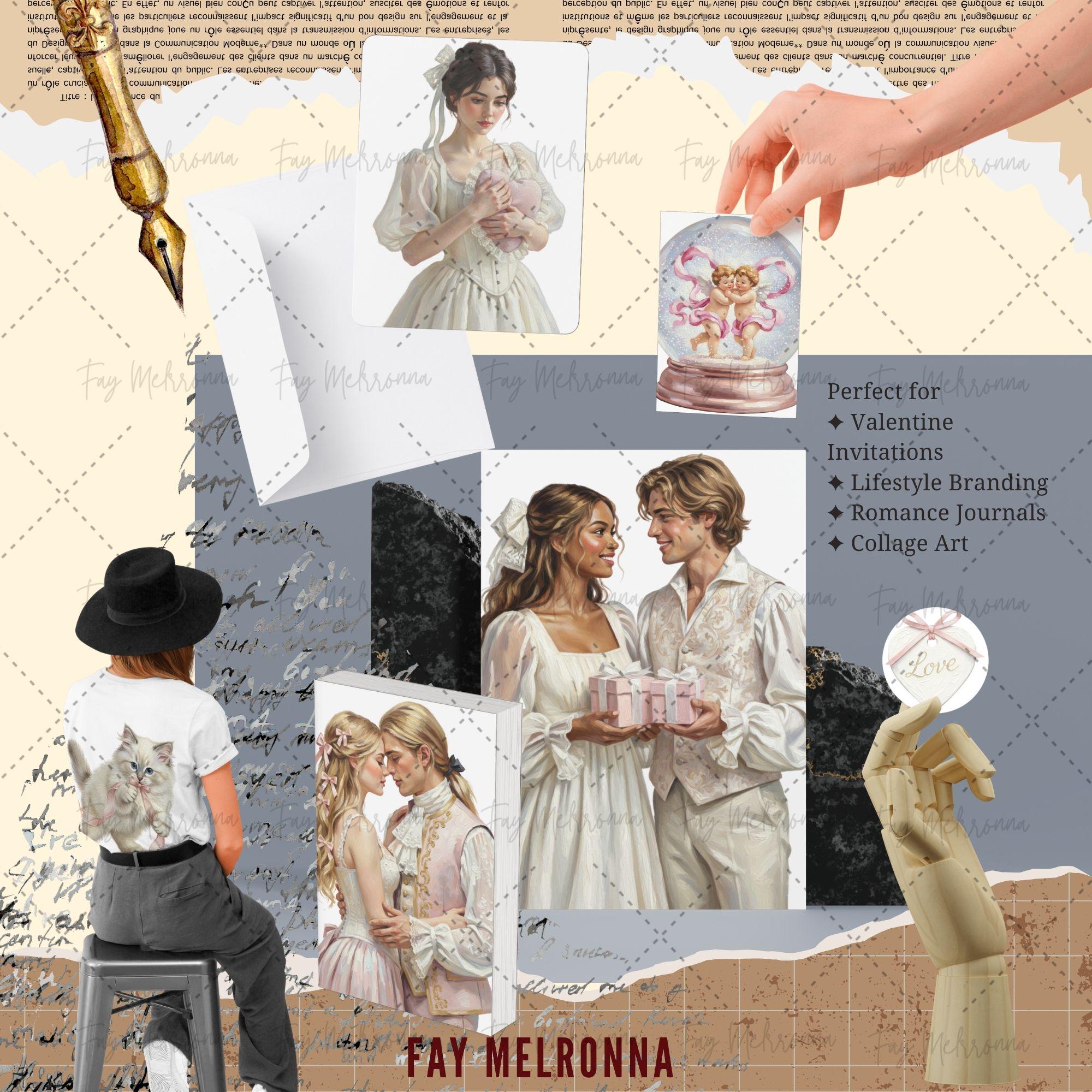 Rococo Amour Clipart PNG Bundle, Romantic Valentine, Gilded Romance ...