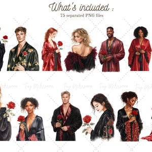 Watercolor Velvet Roses Love Unveiled Valentines Day Clipart Bundle ...