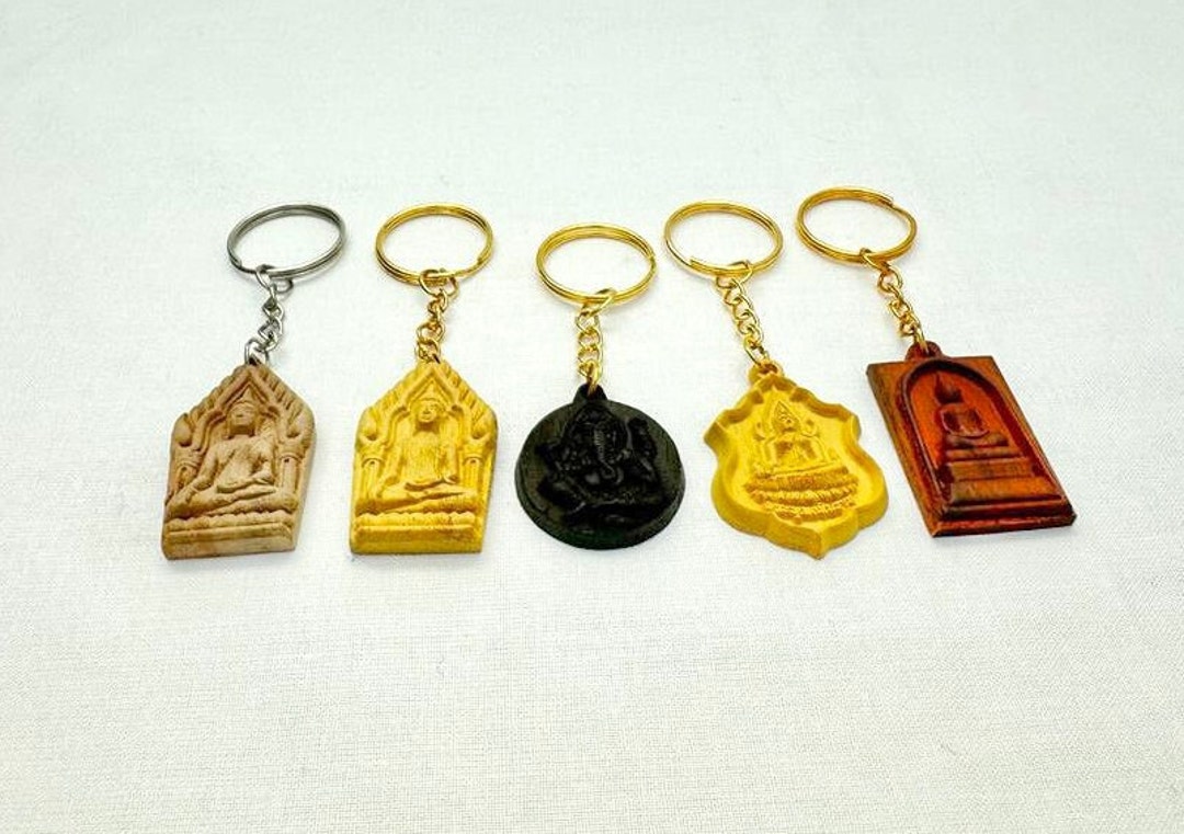 Buddha Keyring 5 Wooden Thai Amulet Lucky Pendant With Prayer - Etsy
