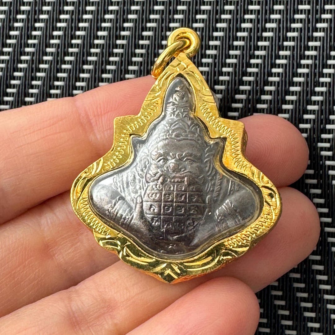 Turn Bad to Good Rahu Om Jan Talisman Golden Pendant Thai Amulet With ...