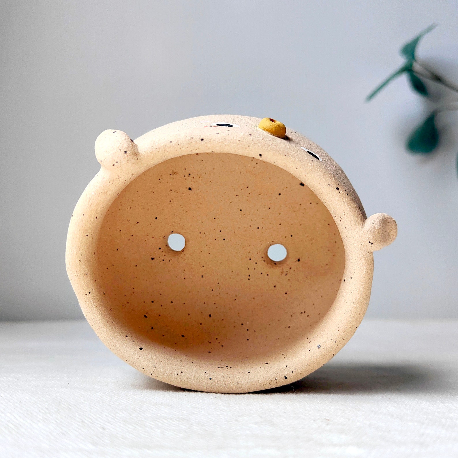 Little Cookie and Cream Octopus Plant Pot, Handmade Pot With Drainage ...