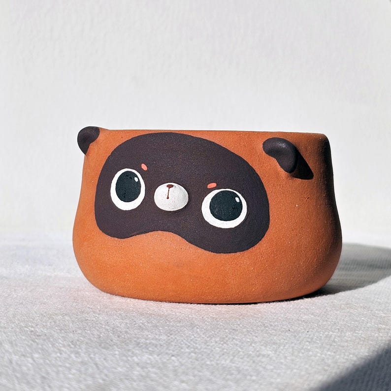 Small Tanuki Plant Pot. Handmade Small Succulent Planter With Drainage ...