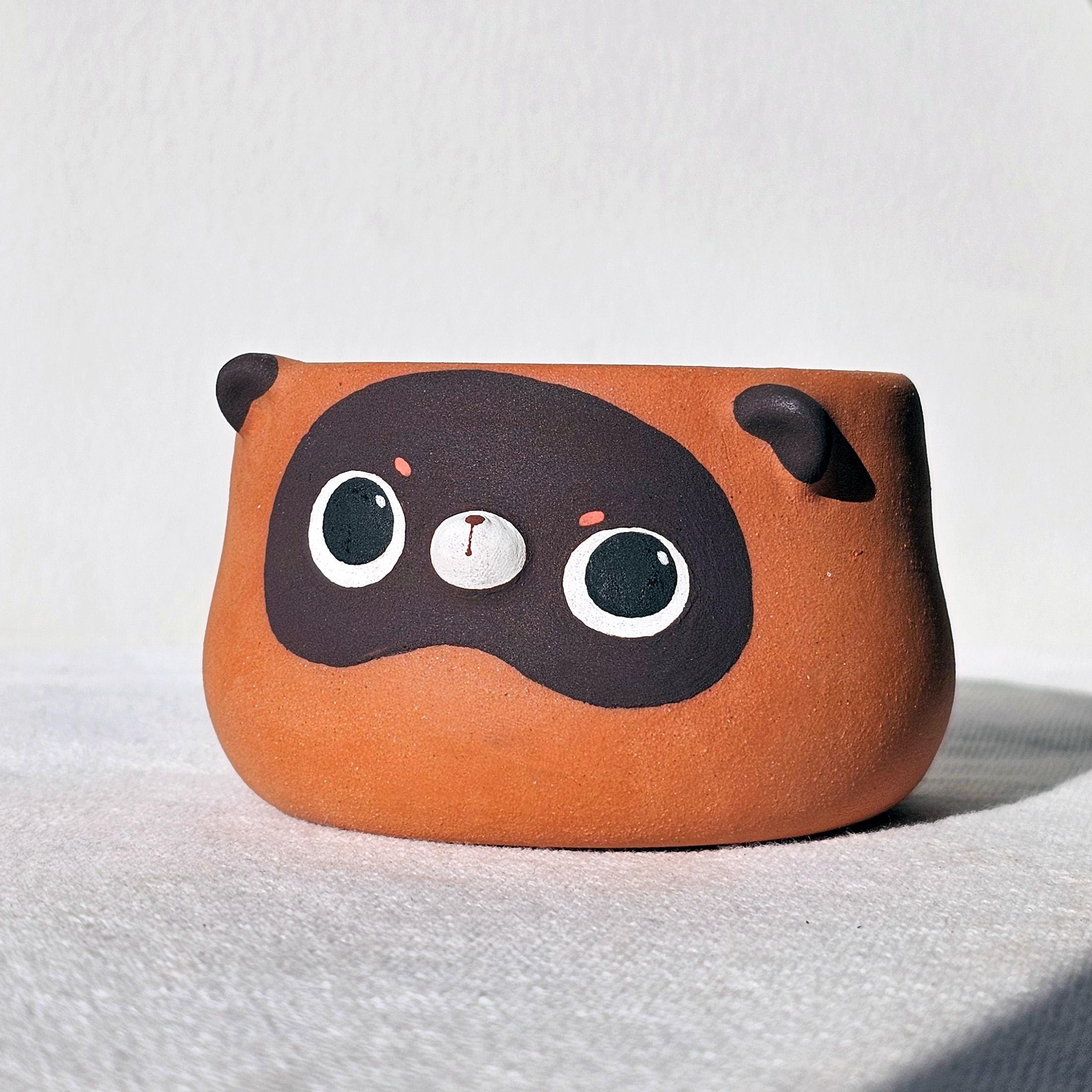 Small Tanuki Plant Pot. Handmade Small Succulent Planter With Drainage ...